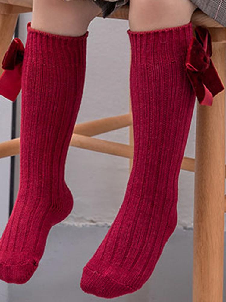Velvet Bow Girls Long Socks Stylemykid